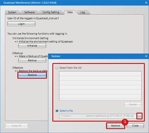 Quadcept Maintenance - Data Management